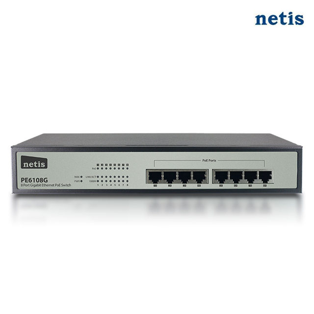 롯데하이마트 | 네티스 netis PE6108G 8포트 기가 FULL PoE 스위칭허브